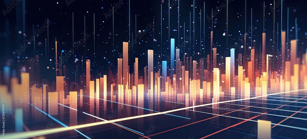 Envision a cityscape where high-rise structures are intertwined with ...