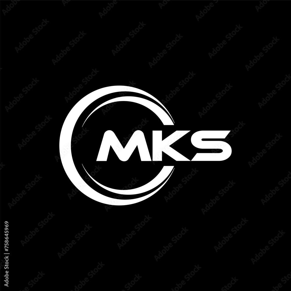 MKS letter logo design with black background in illustrator, cube logo ...