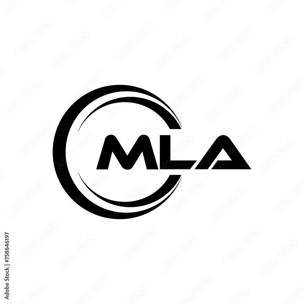 MLA letter logo design with white background in illustrator, cube logo ...