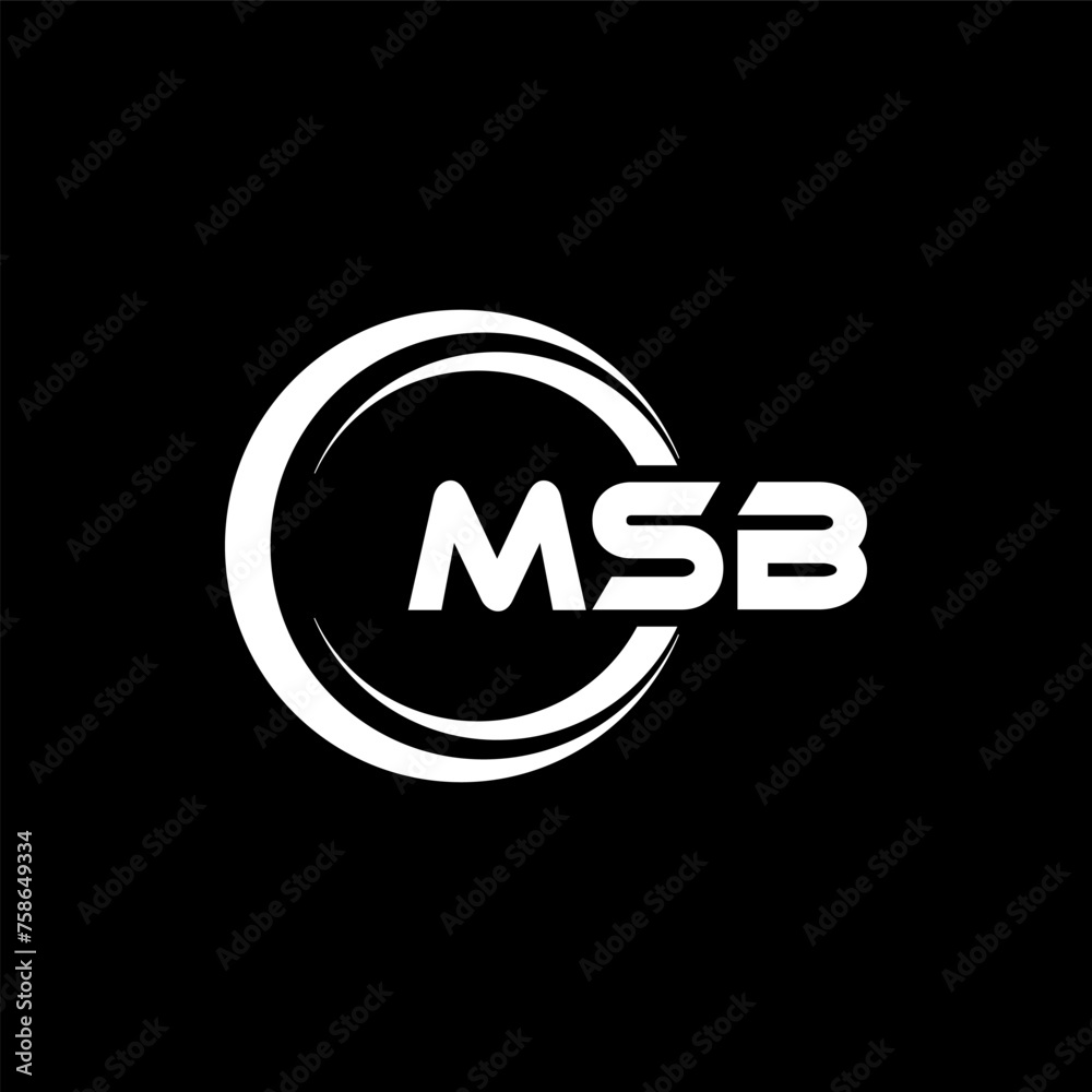 Vettoriale Stock MSB letter logo design with black background in ...