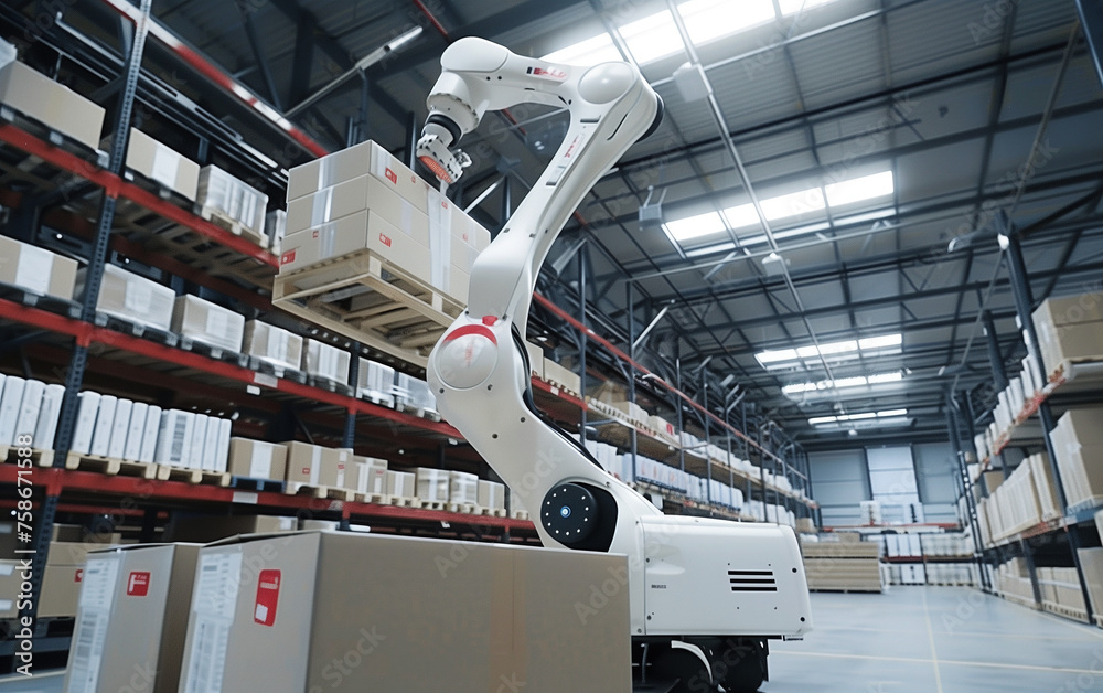 Artificial intelligence robot sorting goods,created with Generative AI ...