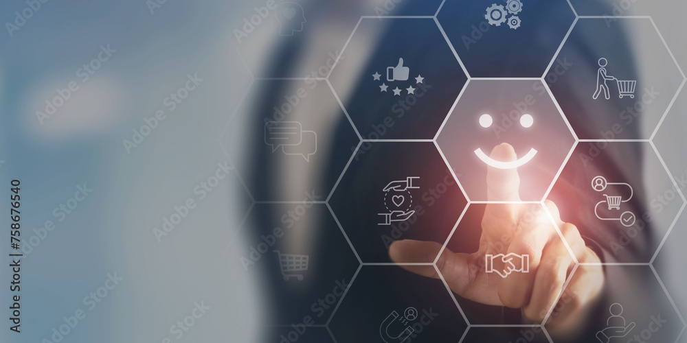 Positive customer experience concept. Increasing customer satisfaction ...