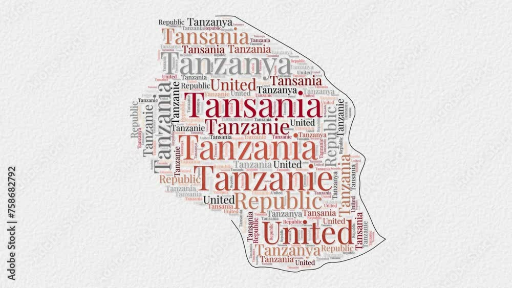 Vidéo Stock Tanzania logo animation. Tanzania boundary word cloud ...
