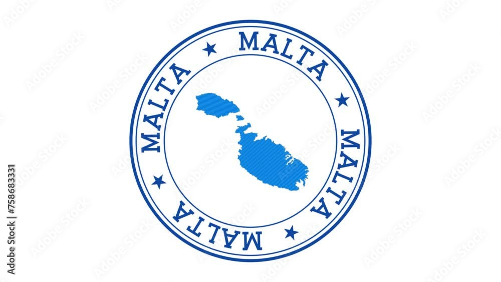 Malta intro. Badge with the circular name and map of island. Malta ...