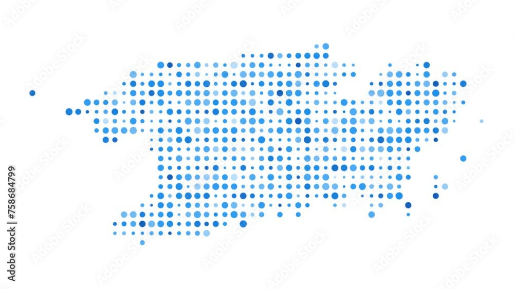 Vis dotted digital map. Map of Vis with pulsating colored circles ...