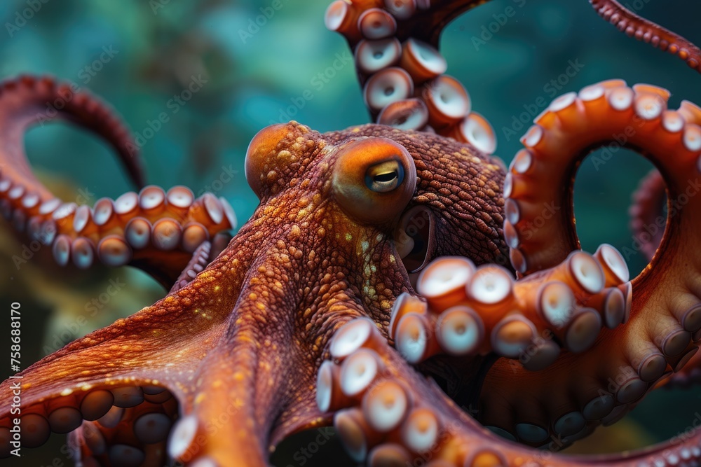 Octopus Vulgaris in its Exotic Ocean Habitat - Marine Life in the ...