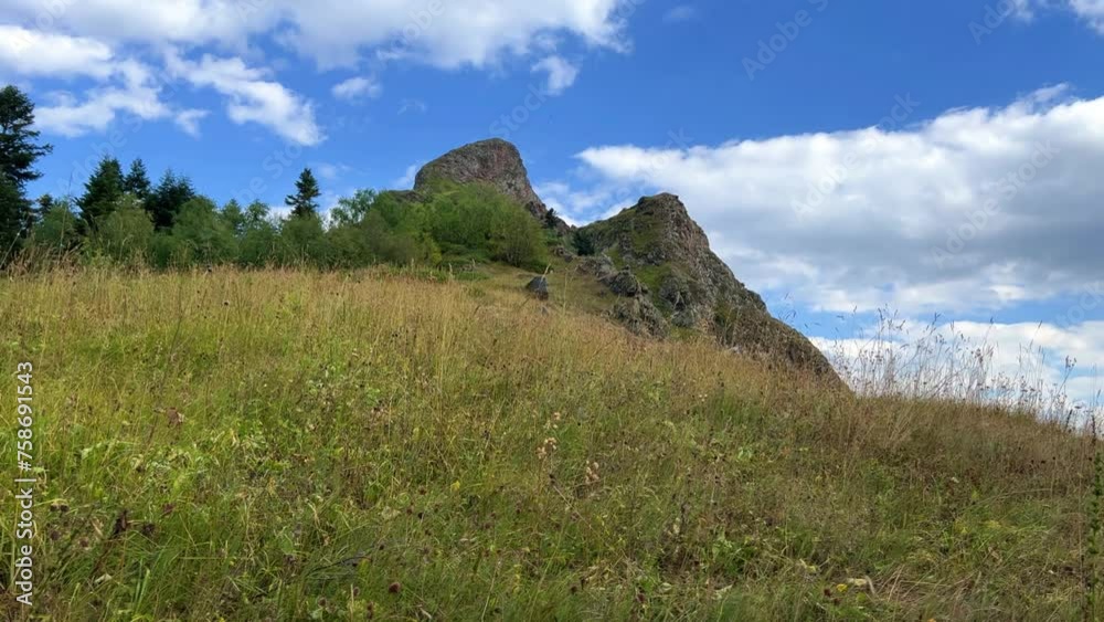 View of the mountain range near Mount Zakan. The top of the mountain ...