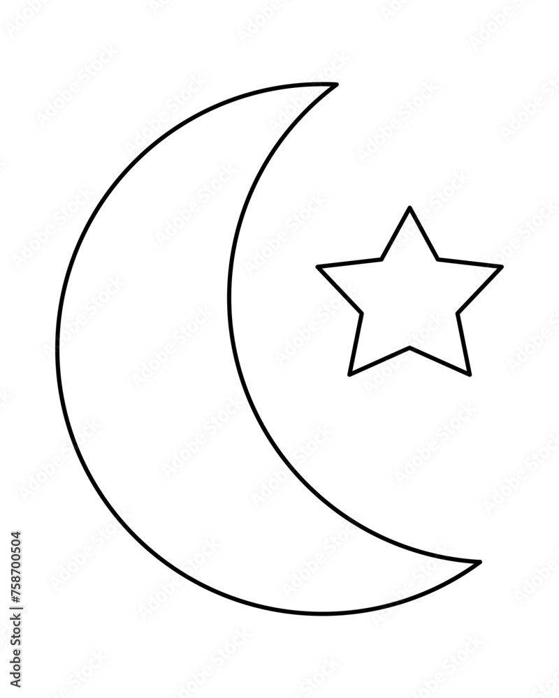 Crescent and star. Hilal. Sketch. Vector illustration. Symbols of Islam ...