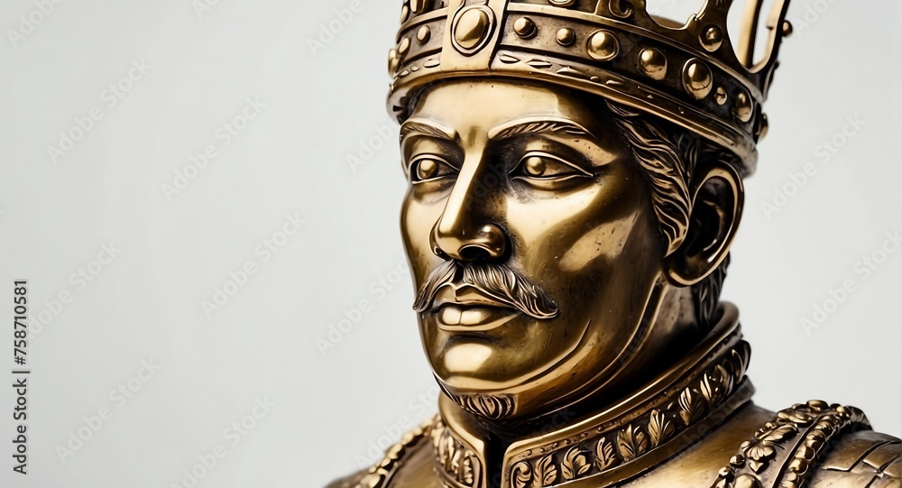 Brass statue of a king on plain white background from Generative AI ...