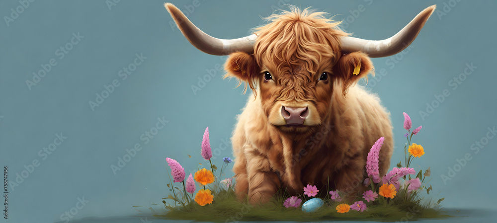 Painting of a yak in a flower field Beautiful art, paintings of cows ...