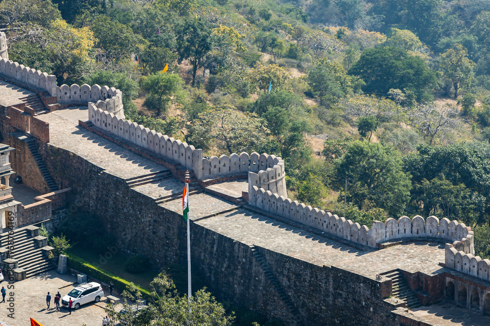 ancient fort wall architecture bird eye view at morning from flat angle ...