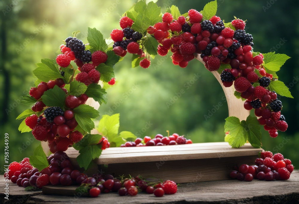 arch product presentation berries background podium wild poduim arch ...