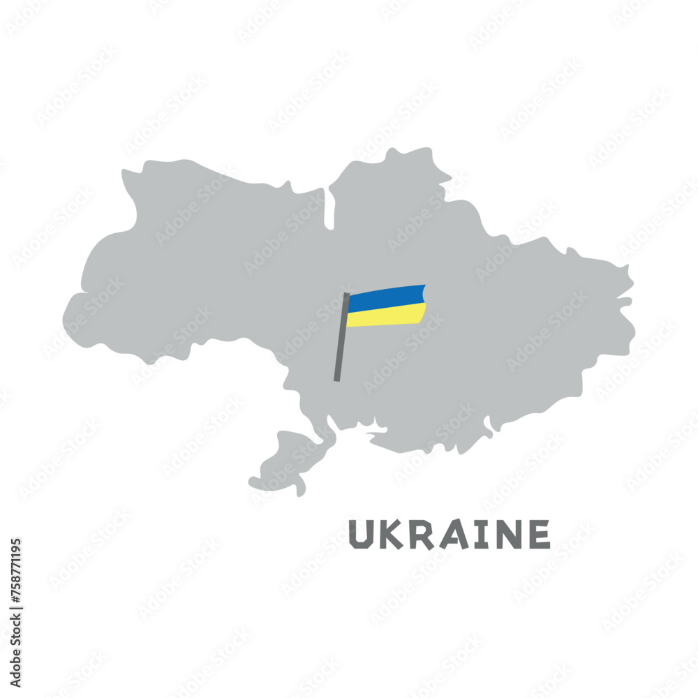 Ukraine vector map with the flag inside. Map of the Ukraine with the ...