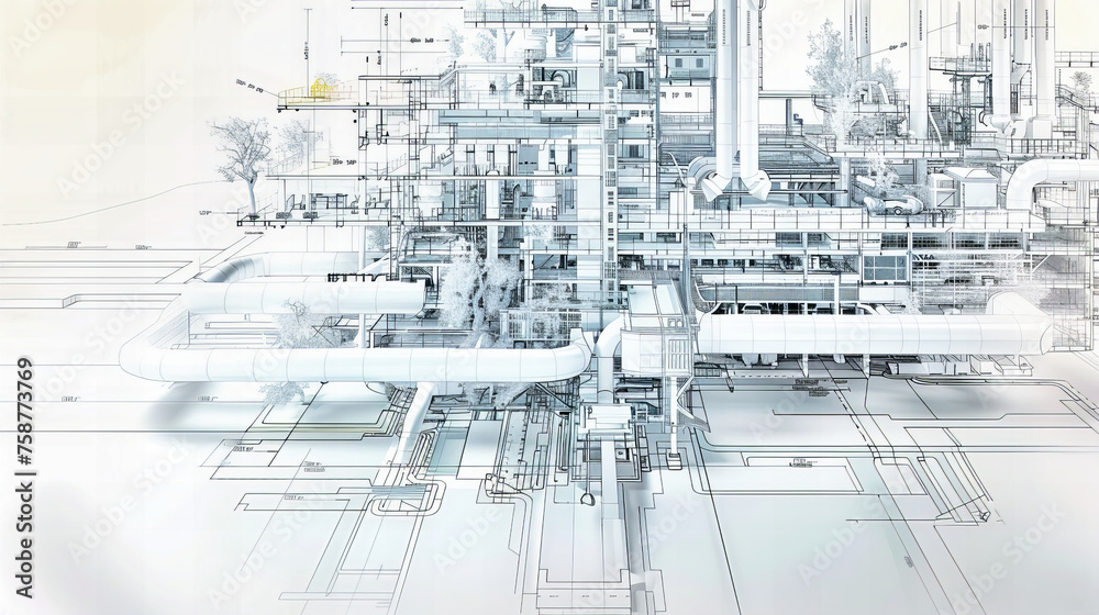 Creative Industrial Design Sketch, Abstract Blueprint of Engineering ...