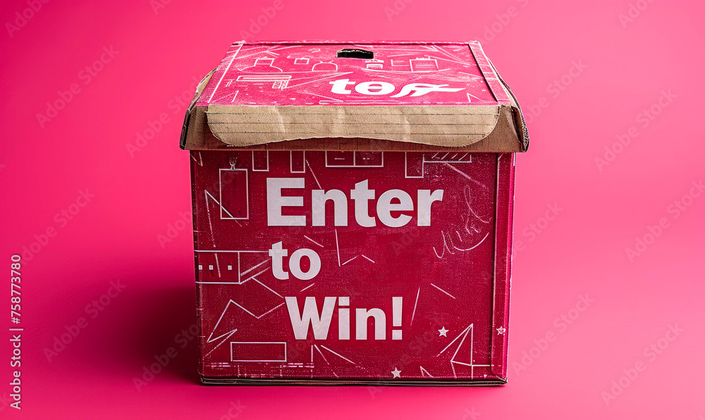 Three dimensional red contest entry box with bold white Enter to Win ...