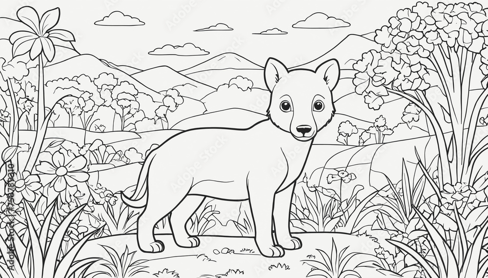 Easy cartoon Animal Nature Coloring Page for Kids, preschoolers or ...