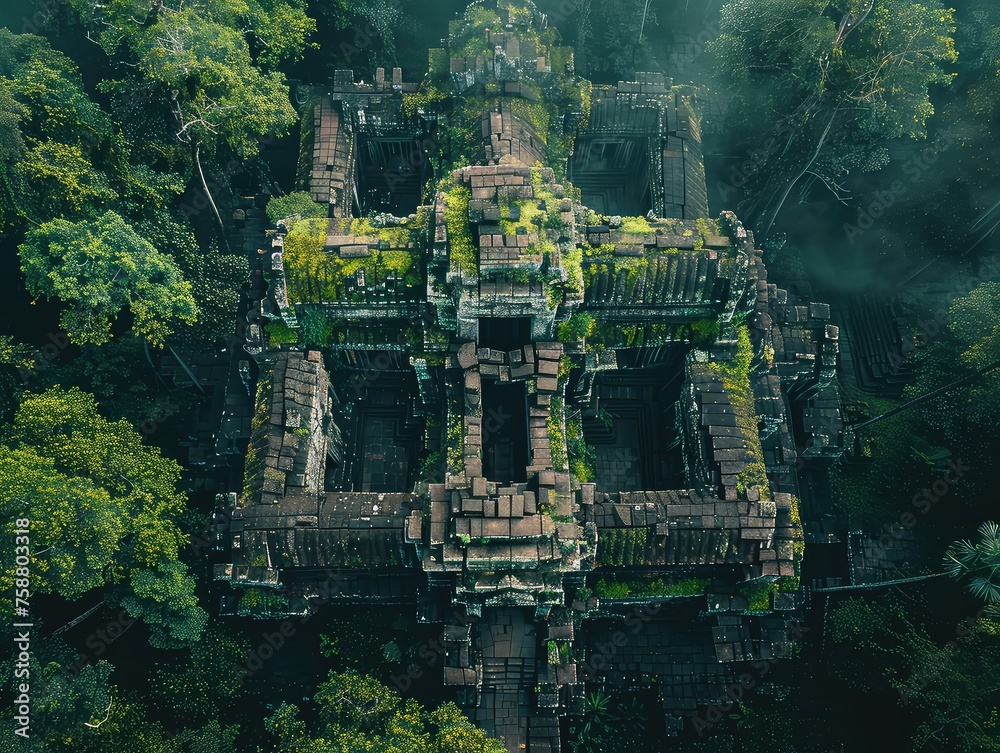 Aerial view of a Ancient Temple Ruins: Picture ancient temple ruins ...