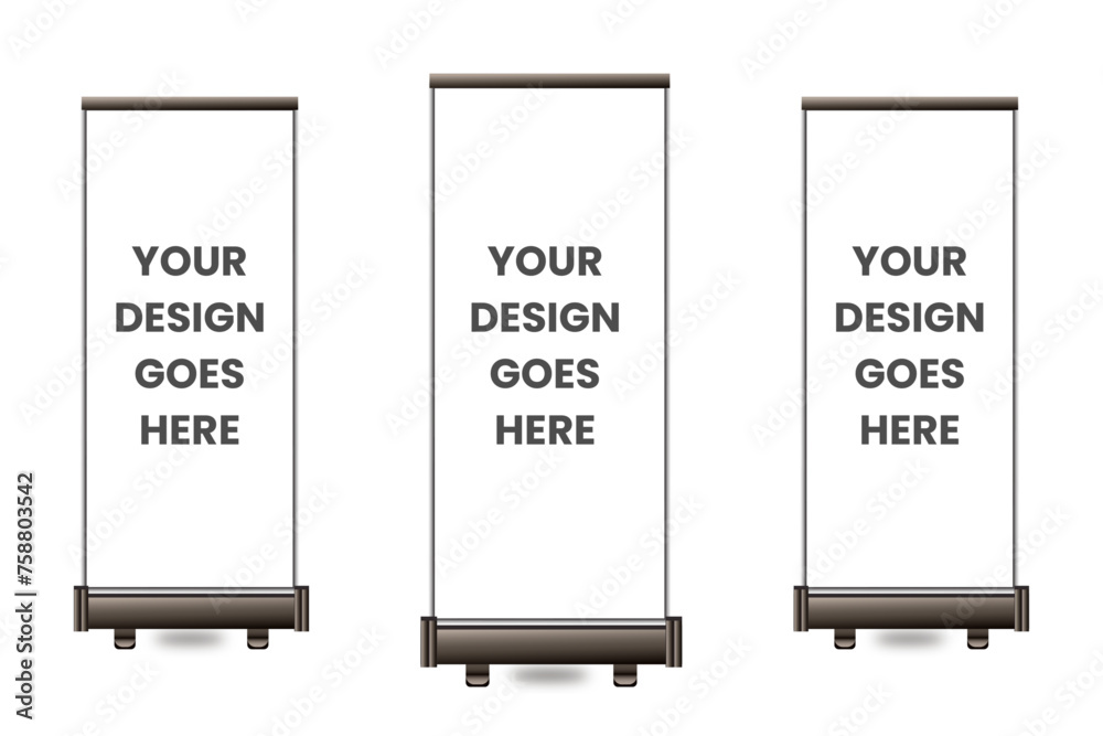 Set of roll up banners mockups isolated on white background ...