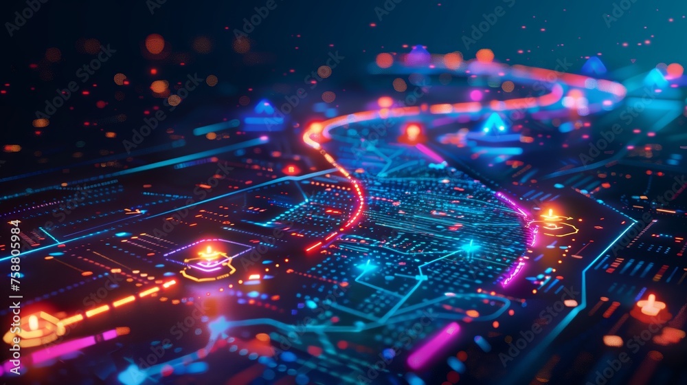 A digital transformation roadmap with key milestones and objectives, highlighting the process of ...