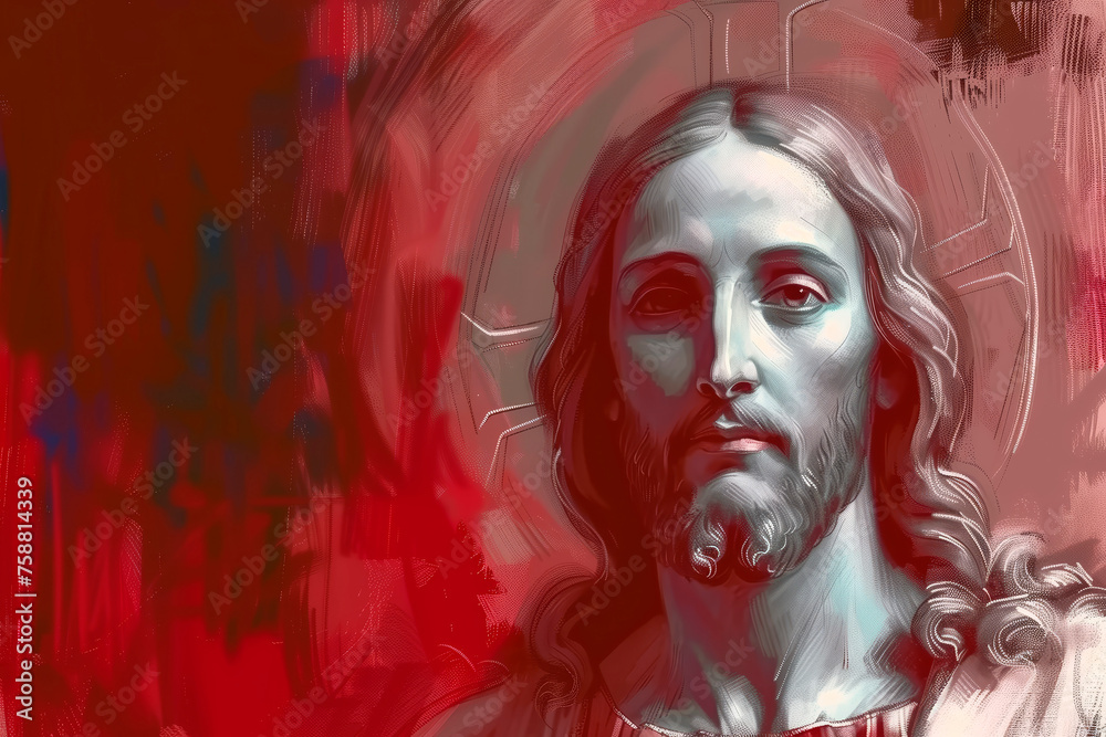 A Modern style Portrait of Jesus, radiating the divine light of God's ...