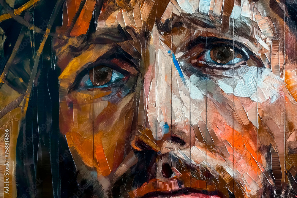 A Classic style painting of depiction of Jesus expressing the profound ...