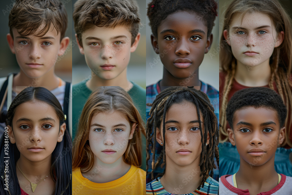 Fotografia do Stock: composite portrait of teenagers of different ...
