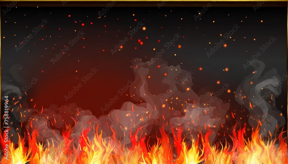 background with fire sparks embers and smoke overlay effect of burn ...