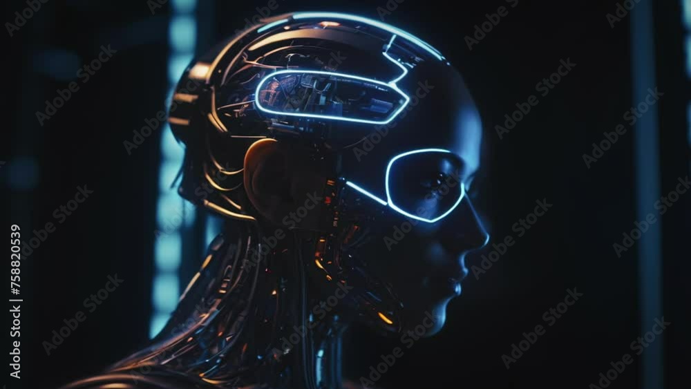 artificial intelligence in human form, cyborg girl, futuristic design ...