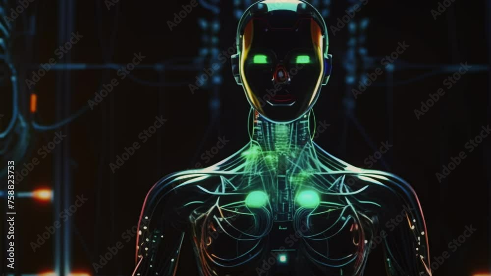 artificial intelligence in human form, cyborg girl, futuristic design ...