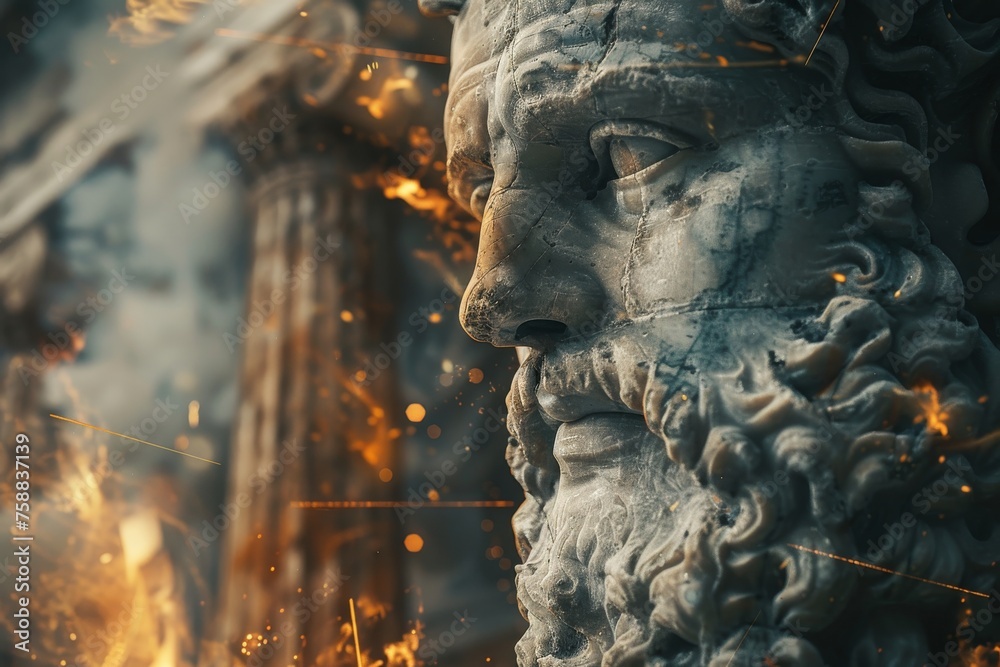 Mysterious ancient greek, roman male stoic statue, sculpture in ...