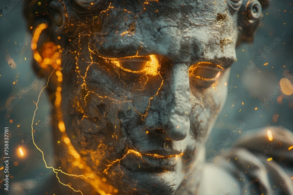 Mysterious ancient greek, roman male stoic statue, sculpture in ...