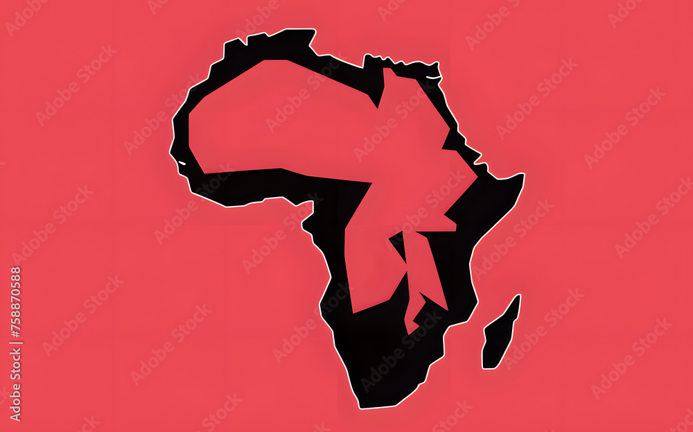 Continent of Africa, rendered in a solid color. The shape of Africa is ...