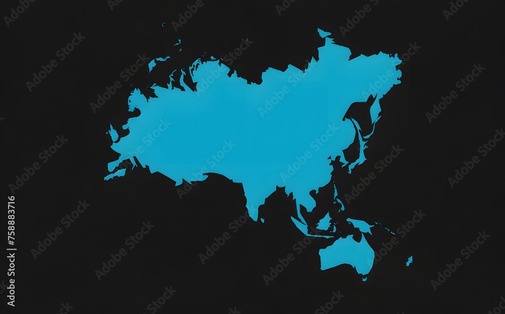 Continent of Asia in a solid shade, with the landmass outlined in white ...