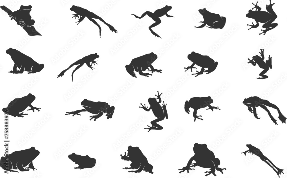 Frog silhouettes, Tree frog silhouette, Jumping frog svg, Jumping frog ...