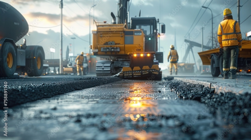 Road Surface Resurfacing in Full Swing: Asphalt Overlay Construction ...