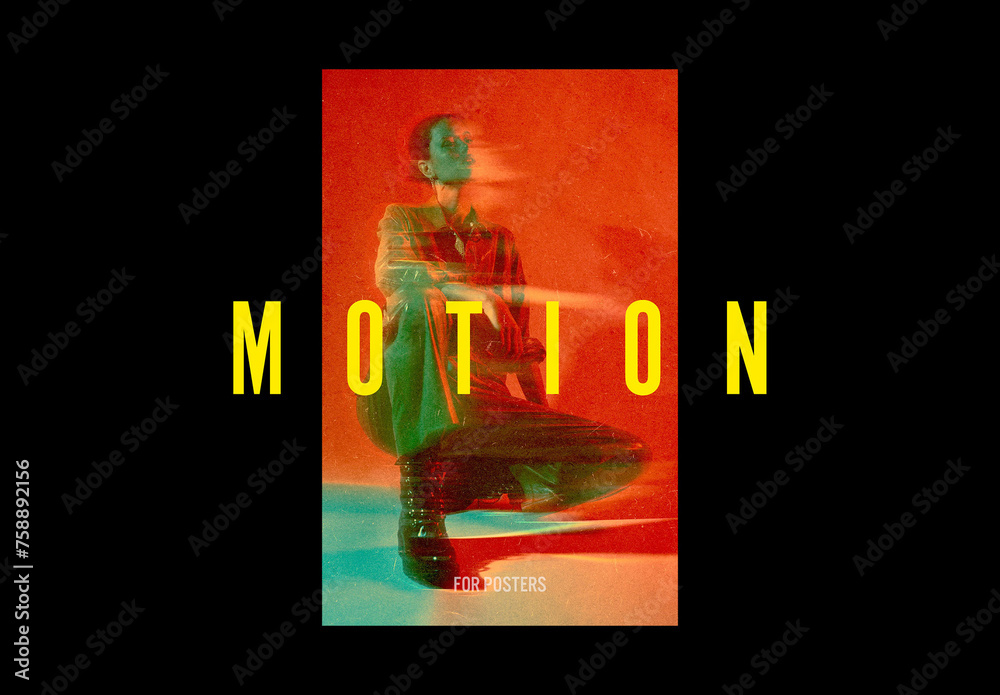 Faded Motion Poster Photo Effect Mockup Stock Template | Adobe Stock