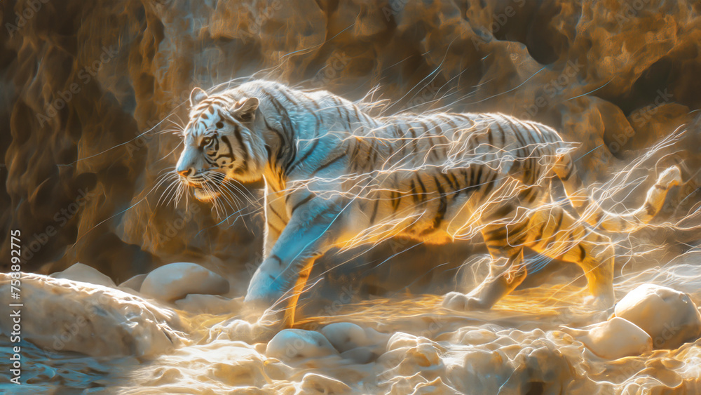 A white tiger haunting the world with their ghostly absence, fading ...