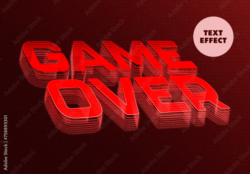 Red 90s Synthwave Text Effect Mockup Stock Template | Adobe Stock