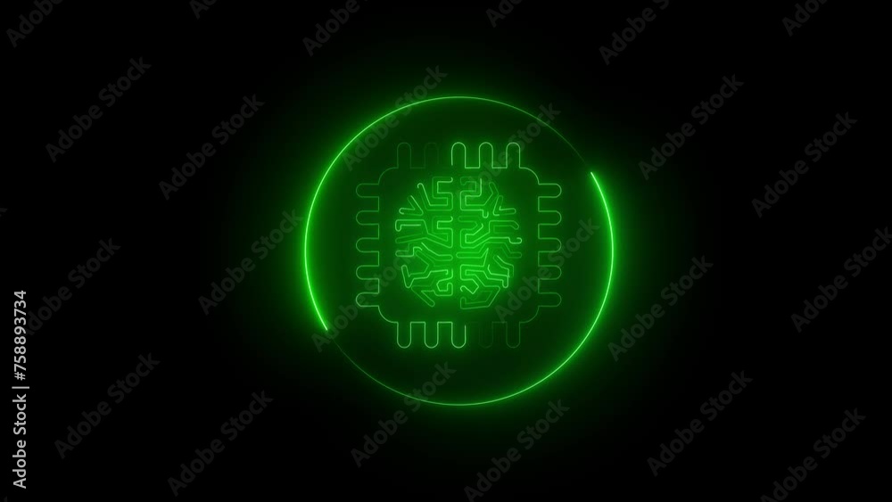 Artificial intelligence (AI) brain animation, data mining, deep learning modern computer ...