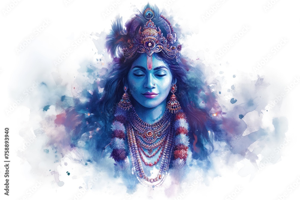 Hindu goddess Parvati with closed eyes. Also known as: Gauri, Kali ...
