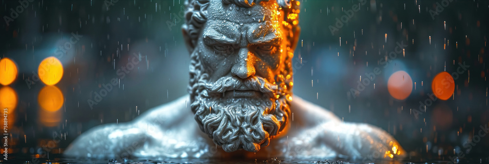 Antique statue of a brutal bearded man with big muscles. The Stoic ...