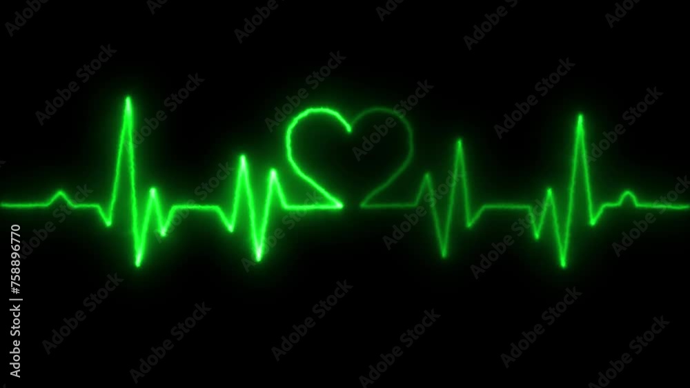 Neon line heartbeat.Seamlessly loop electrocardiogram medical screen ...