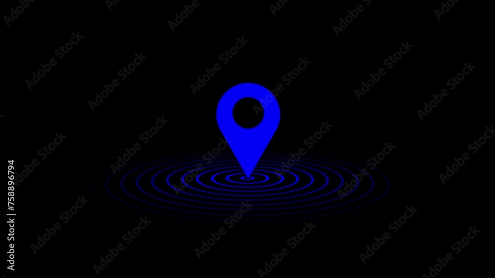 GPS location icon animated with radio wave. GPS location tracking ...