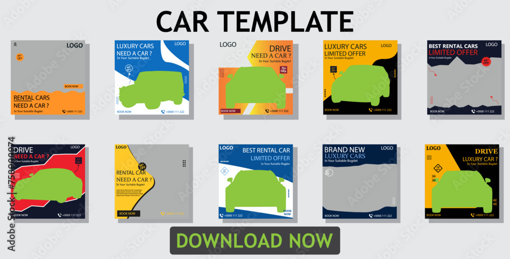 All In One Car Template Bundle - Set Of Car Template Bundle Stock ...