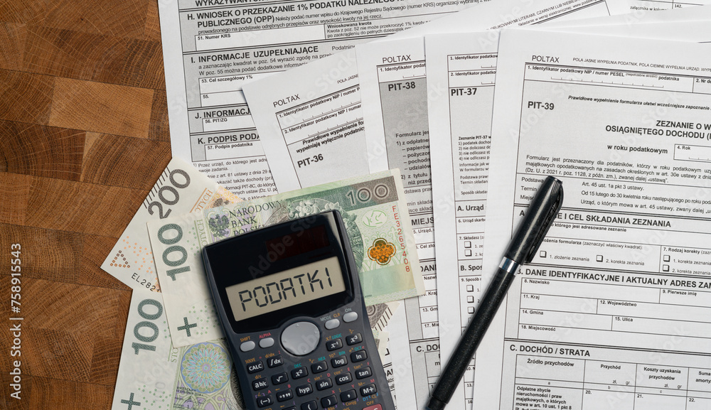 Annual tax settlement declaration polish tax forms PIT-36 PIT-37 PIT-38 ...