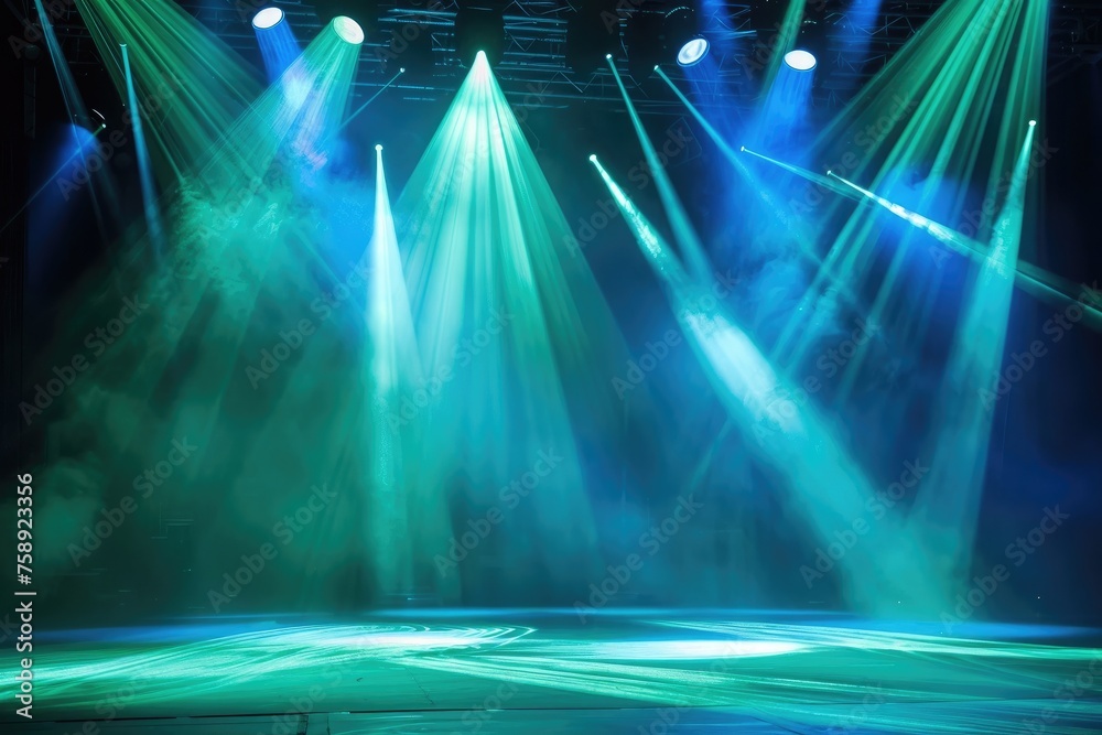 Modern dance stage lighting background with spotlights illuminating the ...