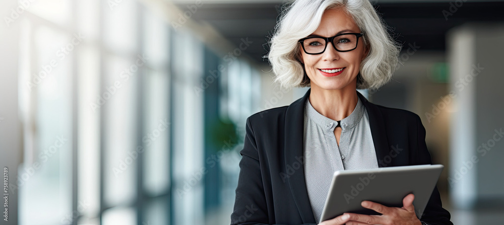 Smiling mature professional business woman bank manager, older happy ...
