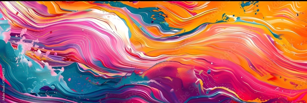 Technicolor Tides Bold Abstract Waves in a Dynamic Color Palette for ...