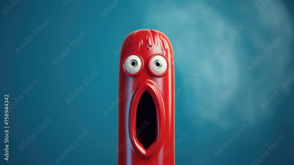 Detailed close up of a red object with googly eyes, perfect for adding ...
