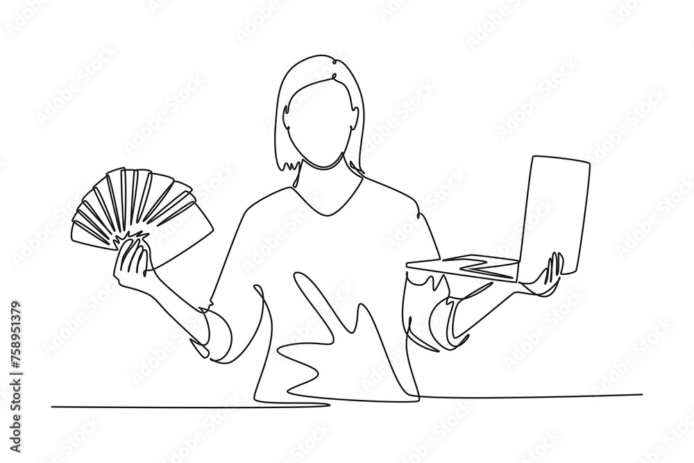 temp - neContinuous line drawing icon of Salary Payment, employee or ...